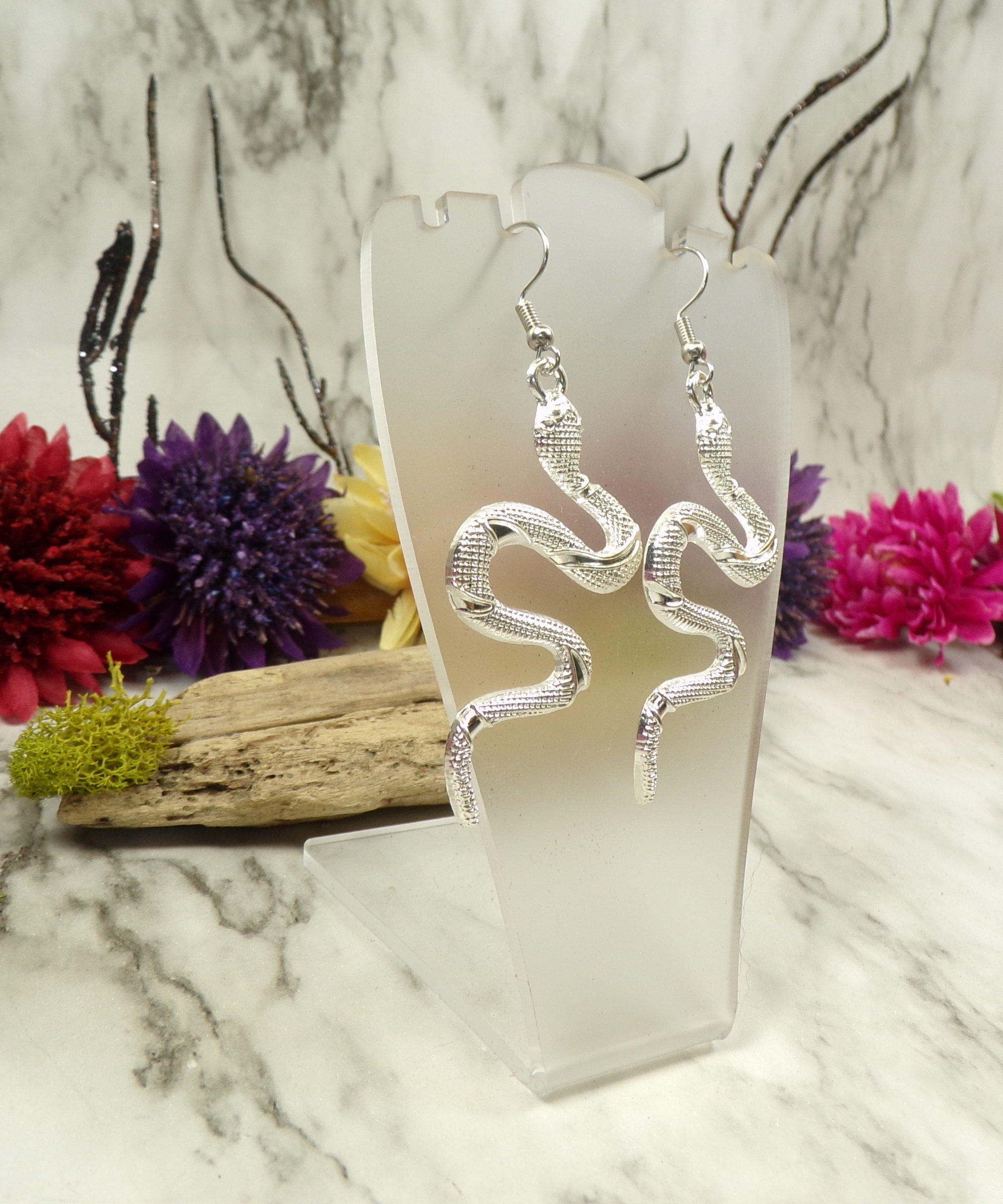 Silver Snake Earrings shiny Snakes Lilith Earrings Animal - Etsy