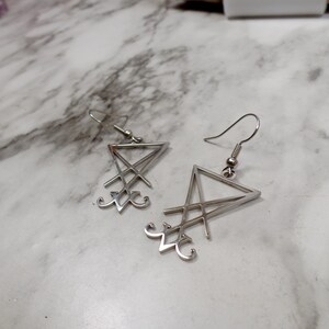 Sigil of Lucifer Earrings, Satan Earrings, Gothic Earrings, Luciferian ...