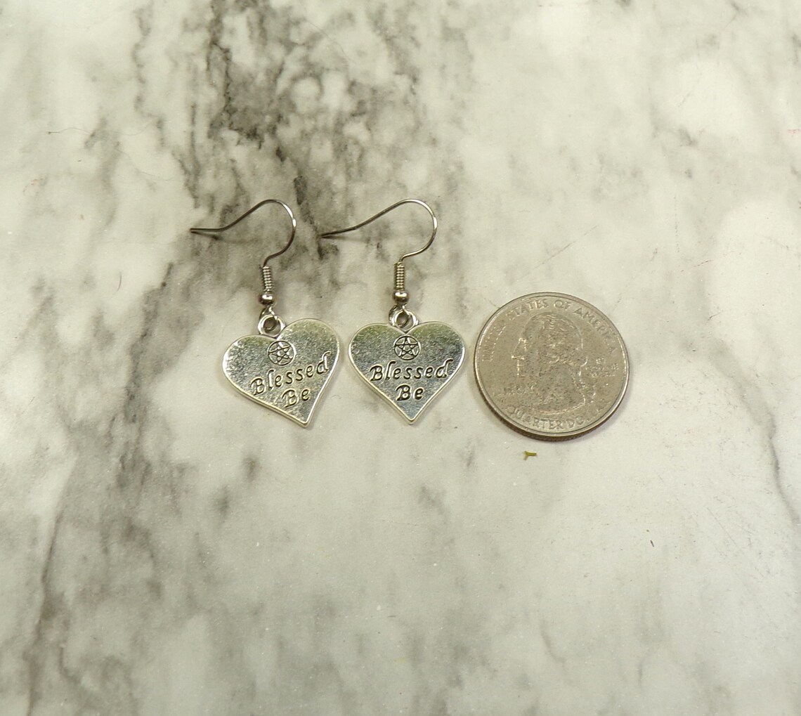 Blessed Be Heart Earrings, Pentacle Heart, Pagan Heart, Pagan ...