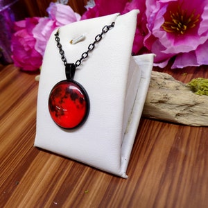 Red Full Moon Necklace, Blood Moon Necklace, Horror Necklace, Halloween ...