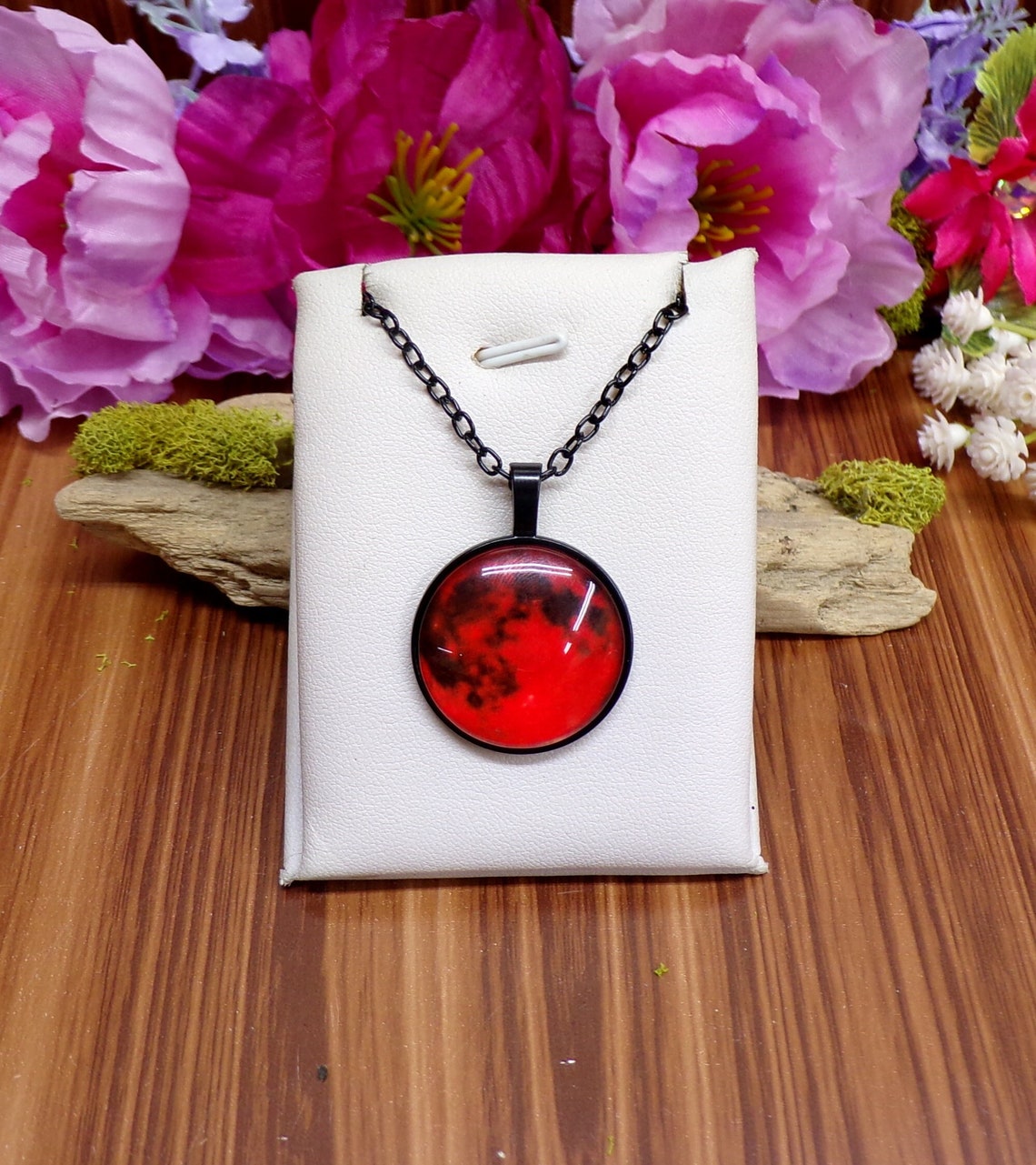 Red Full Moon Necklace, Blood Moon Necklace, Horror Necklace, Halloween ...