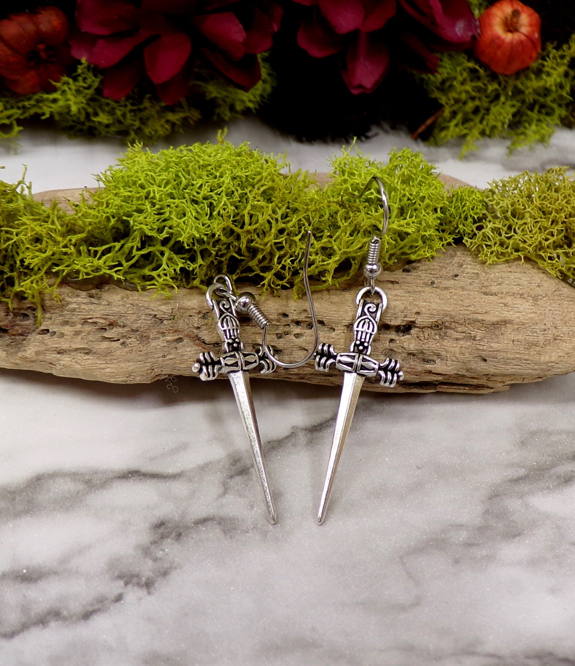 Dainty Silver Dagger Earrings Medieval Dagger Earrings - Etsy