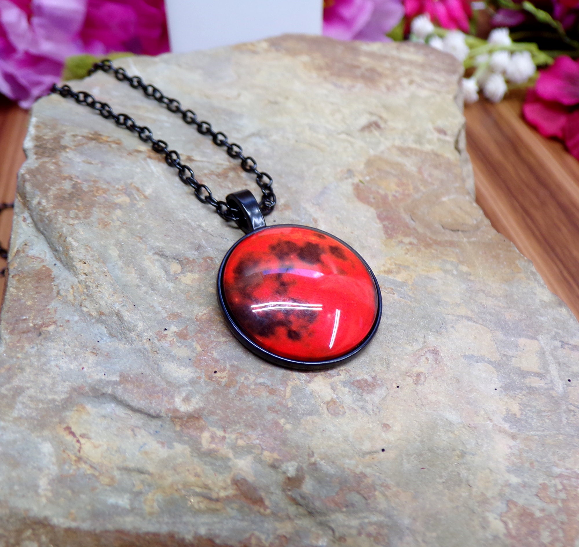 Red Full Moon Necklace Blood Moon Necklace Horror Necklace - Etsy
