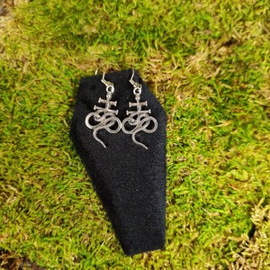Dainty Leviathan Cross With Snake Earrings, Satanic Cross Jewelry ...