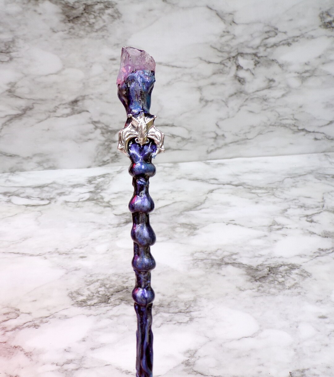 Bat Amethyst Tip Wand Crystal Wand Gemstone Pagan Wand - Etsy