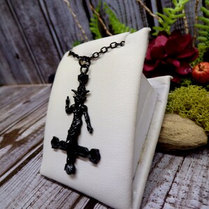 Black Baphomet Inverted Cross Necklace: Satanic Jewelry - Etsy