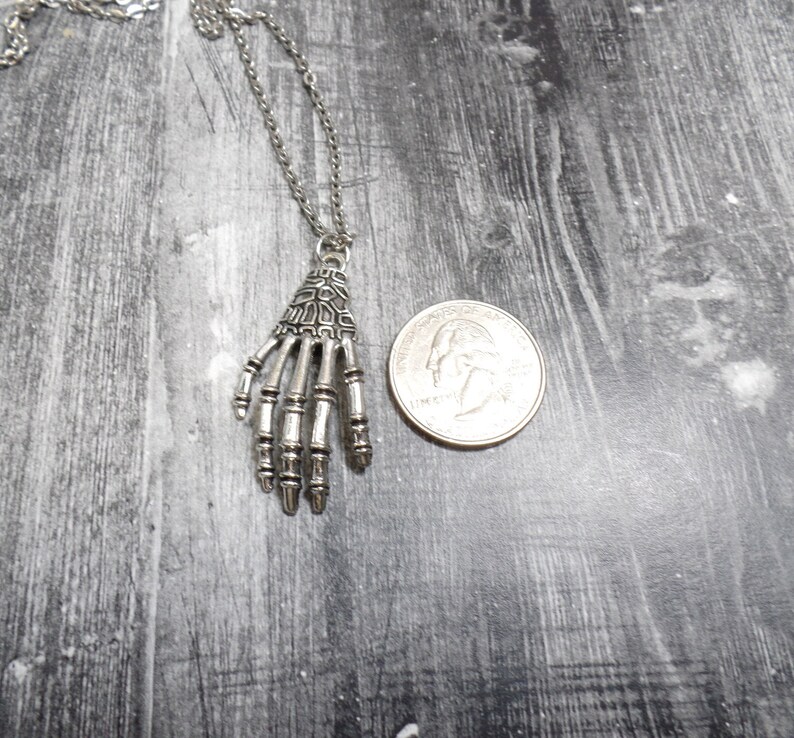 Silver Skeleton Hand Necklace Goth Necklace Gothic Skull - Etsy