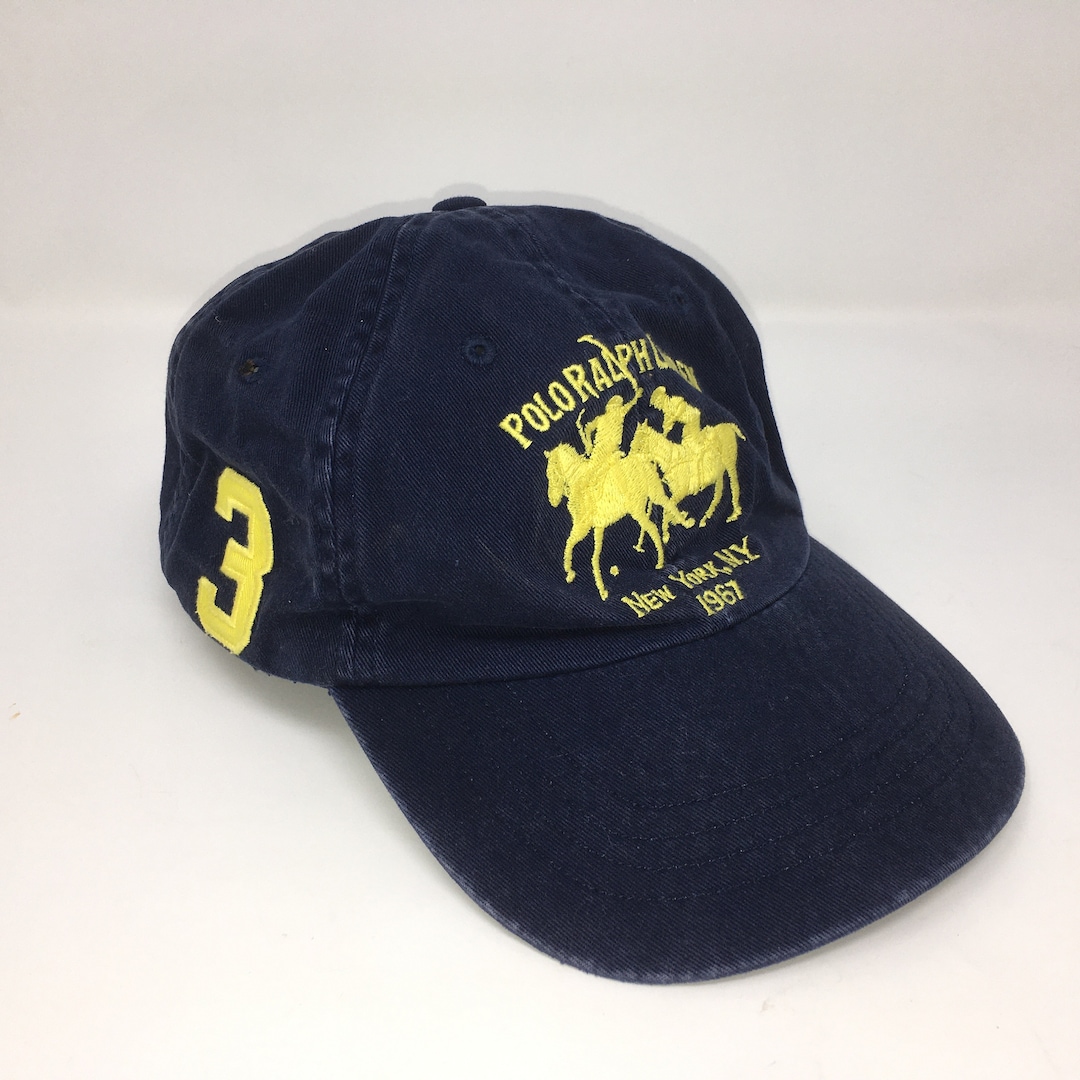 Vintage Polo Ralph Lauren Hat Dual Rider Navy Blue and - Etsy