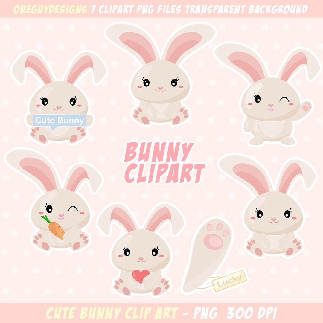 Cute Bunny Clipart. PNG 300 DPI Files. Rabbit Clip Art. - Etsy