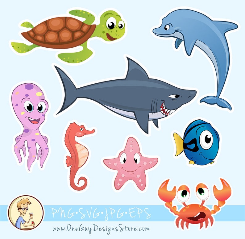 Sea Animals PNG. Underwater PNG Clip Art. Marine Corps Vector - Etsy