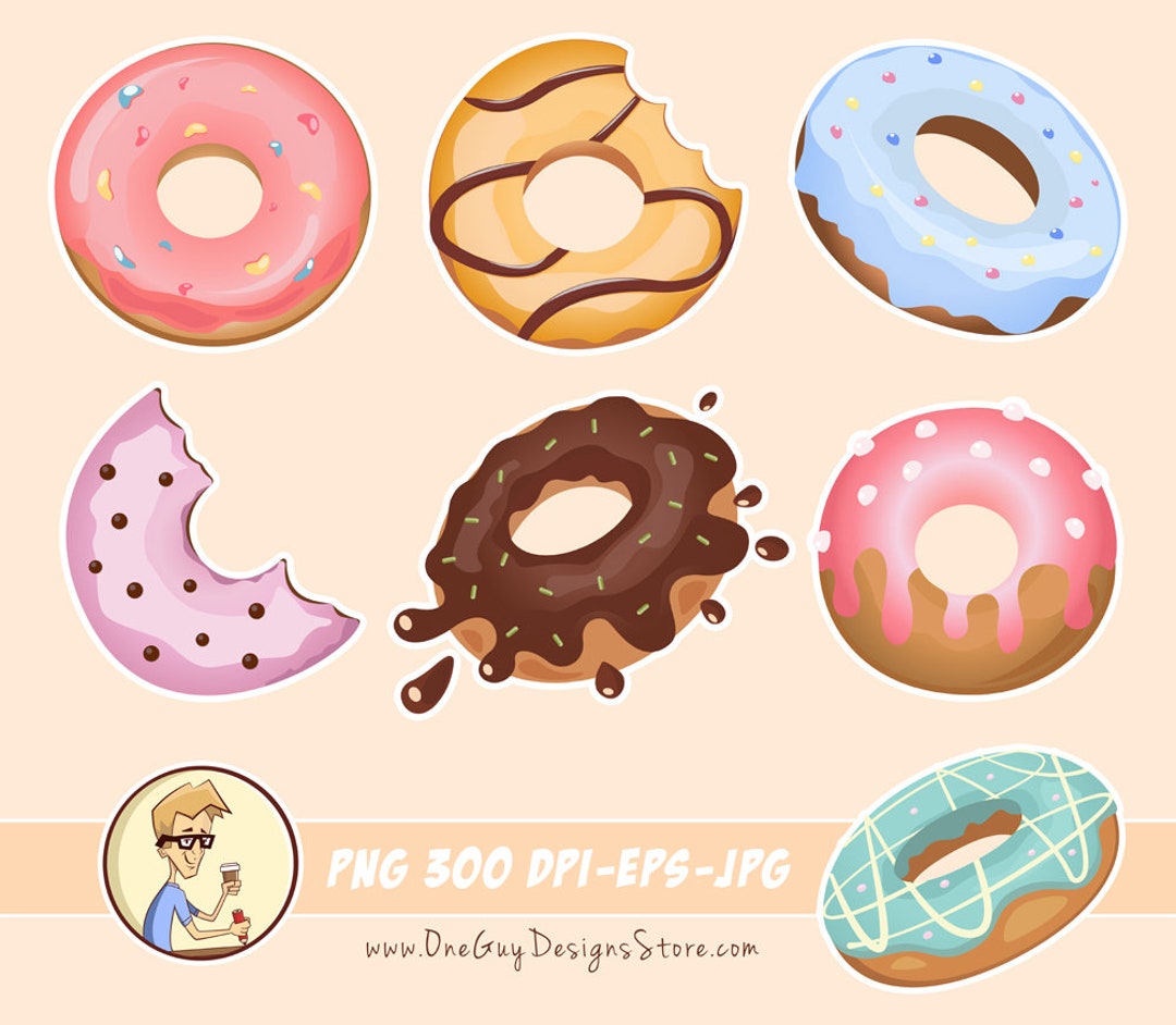 Cute Donuts Clipart, PNG Doughnuts Clip Art Bundle - Etsy