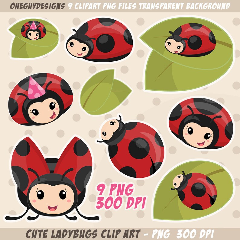 Cute Ladybug Clipart. Ladybug Clip Art Digital Graphics. Instant ...