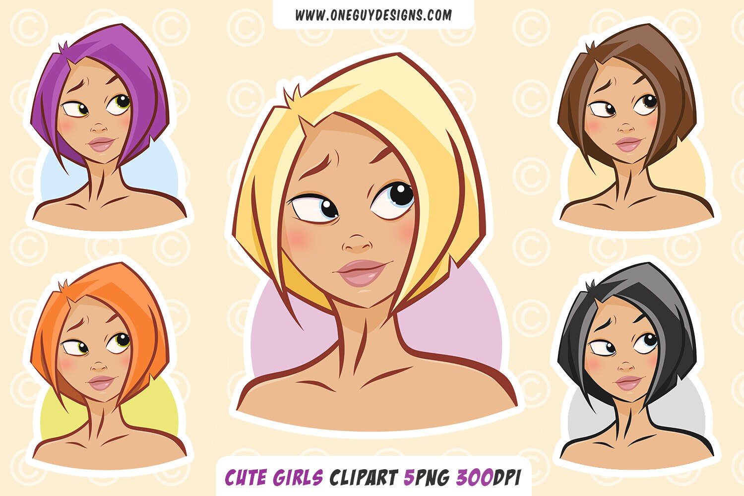 Cute Girl Characters Clipart, PNG File 300 Dpi Instant Download. - Etsy