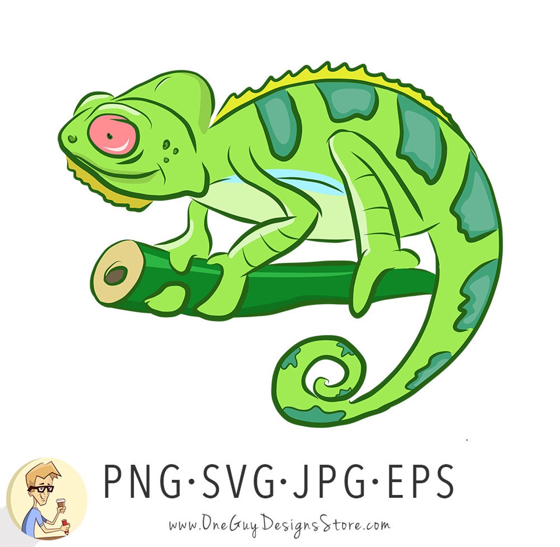 Cute Colorful Chameleon Digital Clip Art - SVG - PNG File, Vector EPS ...