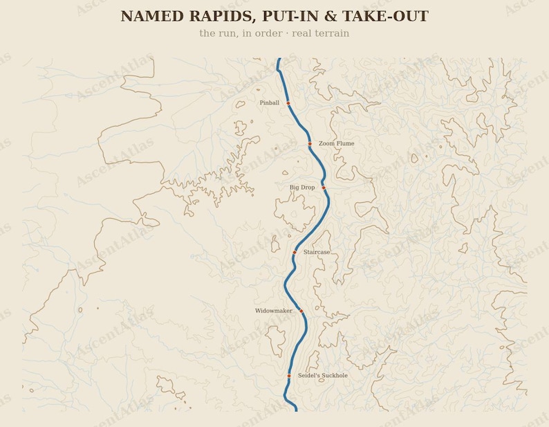 Browns Canyon Whitewater Map Poster | Personalized Rafting & Kayaking ...