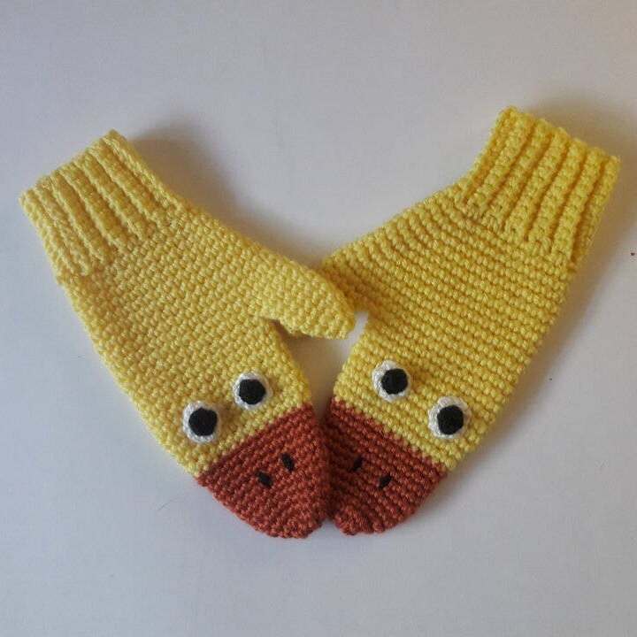 Duck Mittens Handmade Crochet Kids and Adults - Etsy