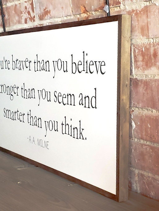 Winnie the Pooh You're Braver Than You Believe Wooden - Etsy
