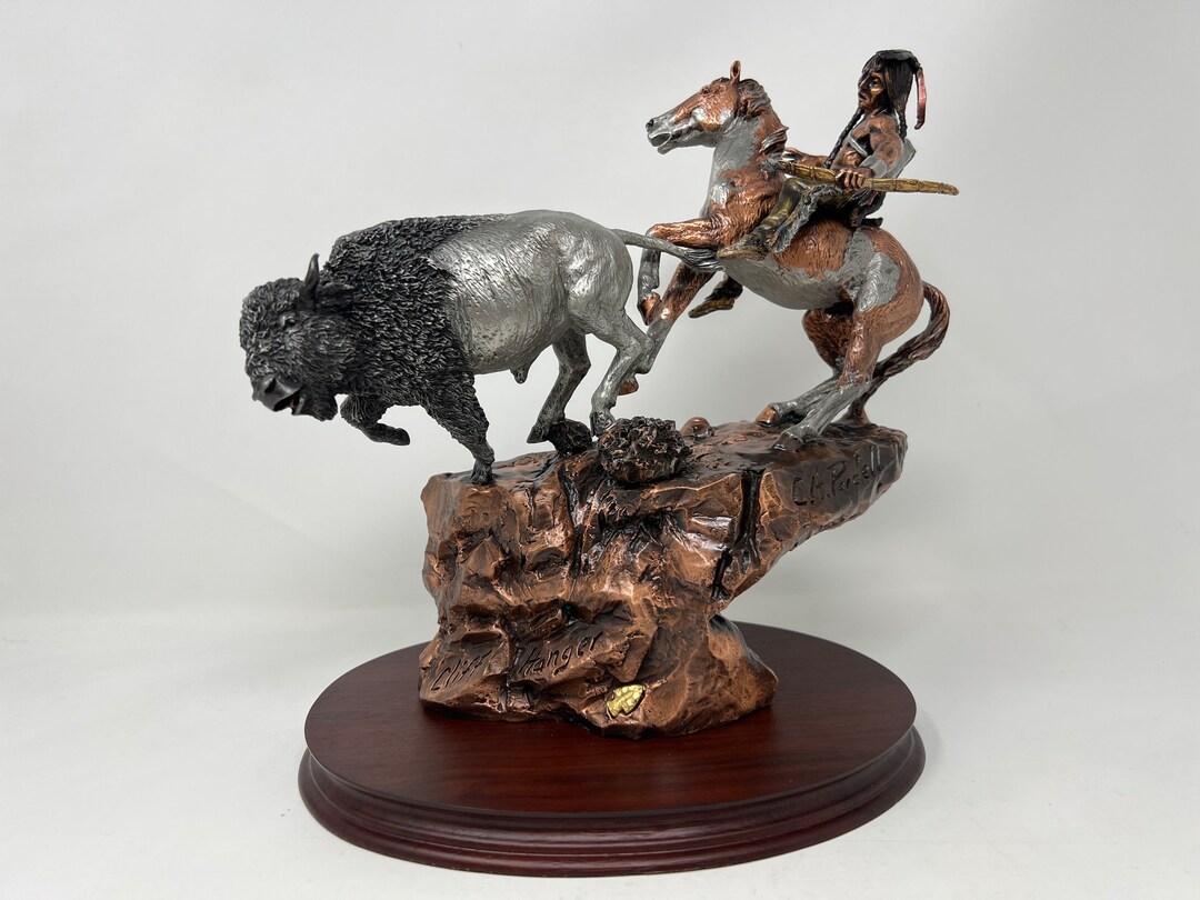 Christopher Pardell Legends Mixed Media Indian and Buffalo “cliff ...