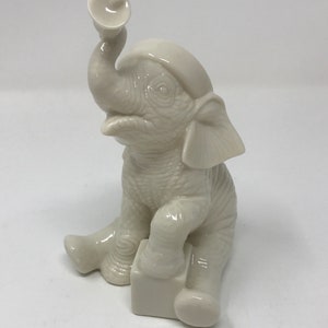 Lenox Sitting Elephant With Bell and Gold Hat Pom Pom - Etsy
