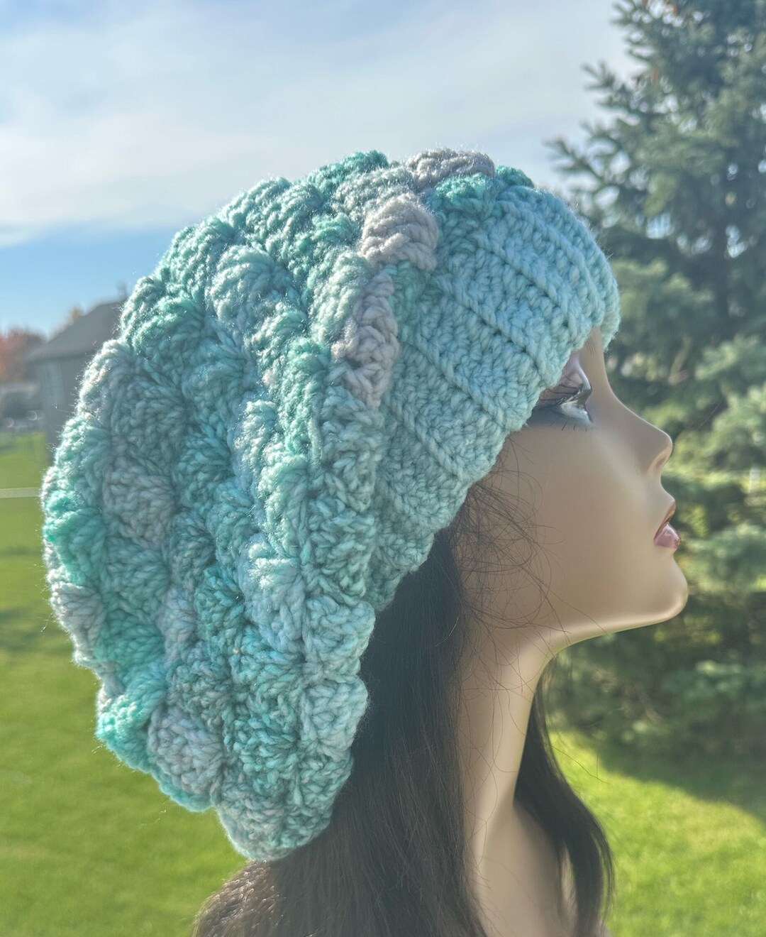 Green Hat, Hat Crochet Hat , Slouchy Hat, Big Slouchy Hat, Light Green ...