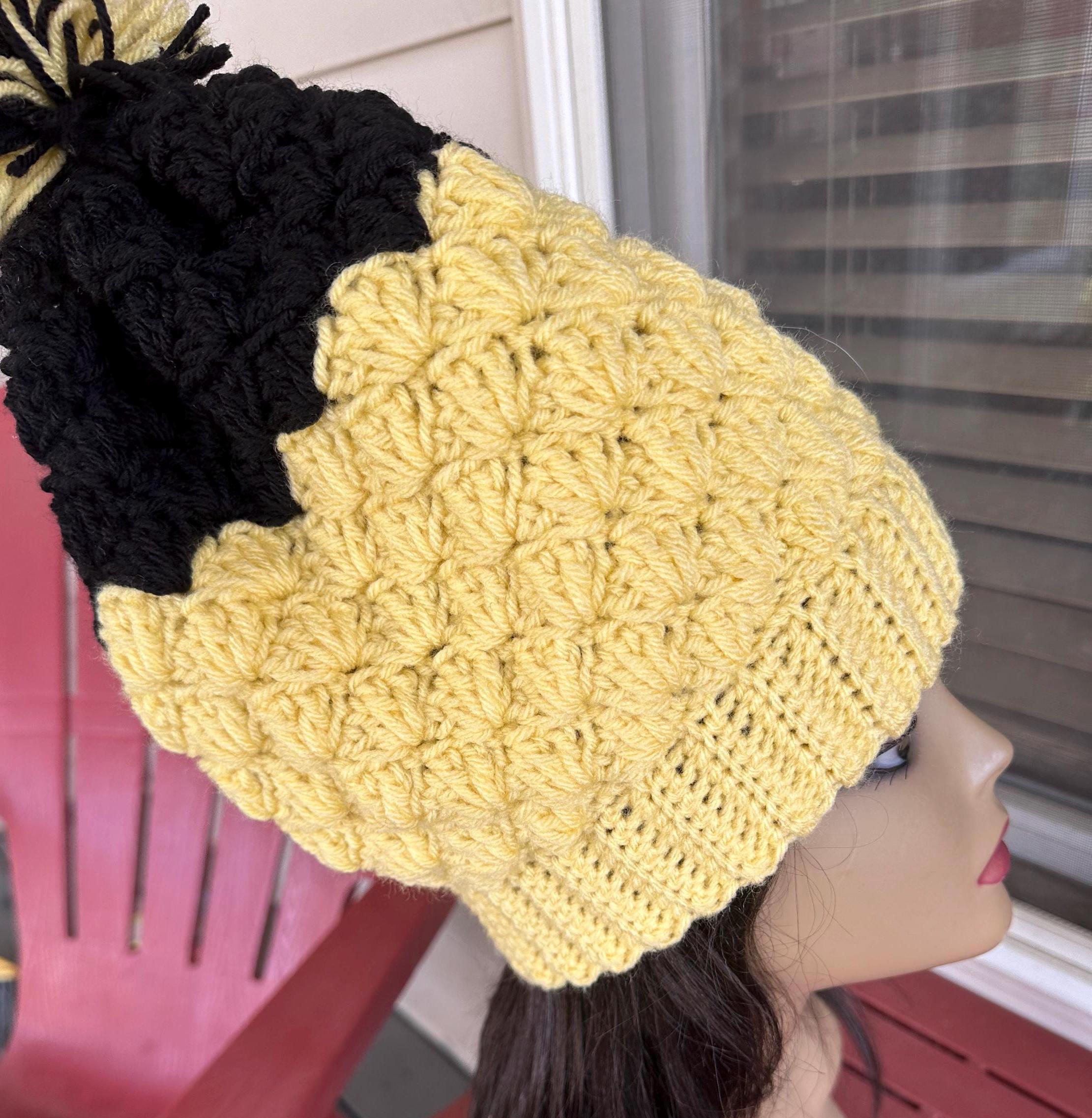 Yellow Hat, Crochet Hat , BIG Hat, Slouchy Hat, Very Big Slouchy Hat ...
