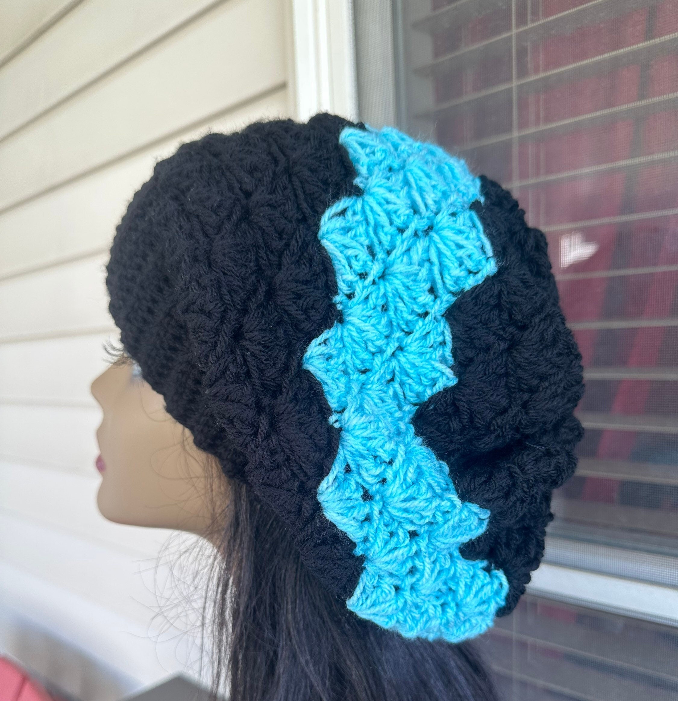 Blue Slouchy Beanie ,blue/ Crochet Hat/slouchy Hats,winter Accessories ...