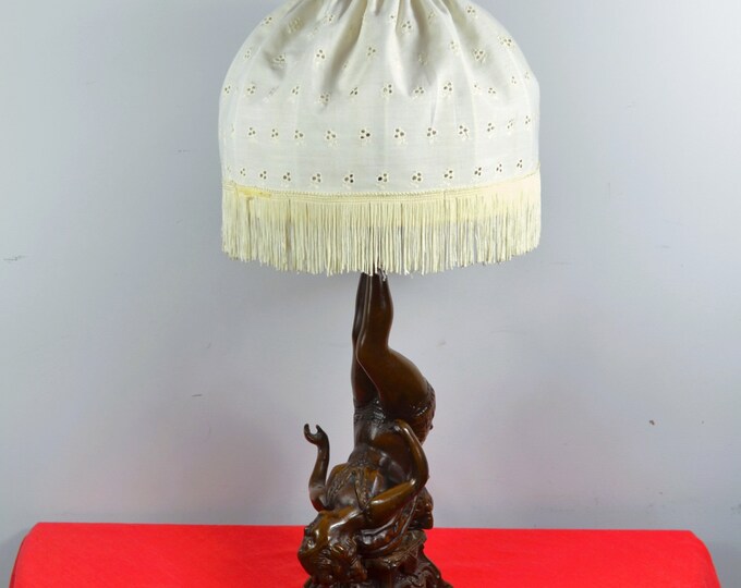 Vintage Figural Art Deco Style Flapper Lady Bronze Effect Spelter Table ...