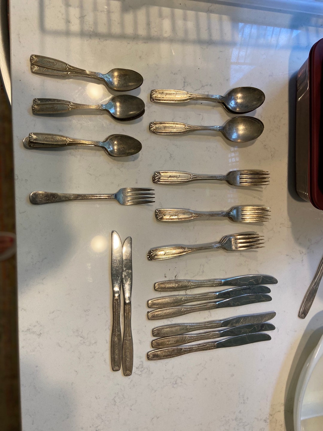 Set of Mid-century Vintage Engraved Silverplate Flatware From the ...