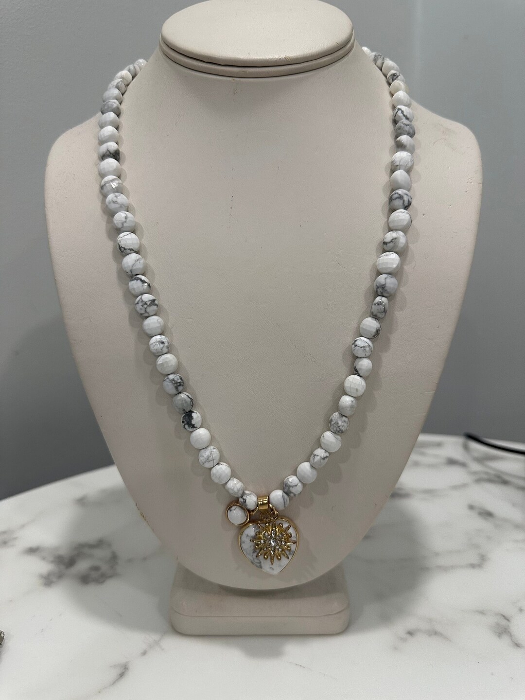 The White Star: A Howlite and Gold Accented Charm Necklace With a ...