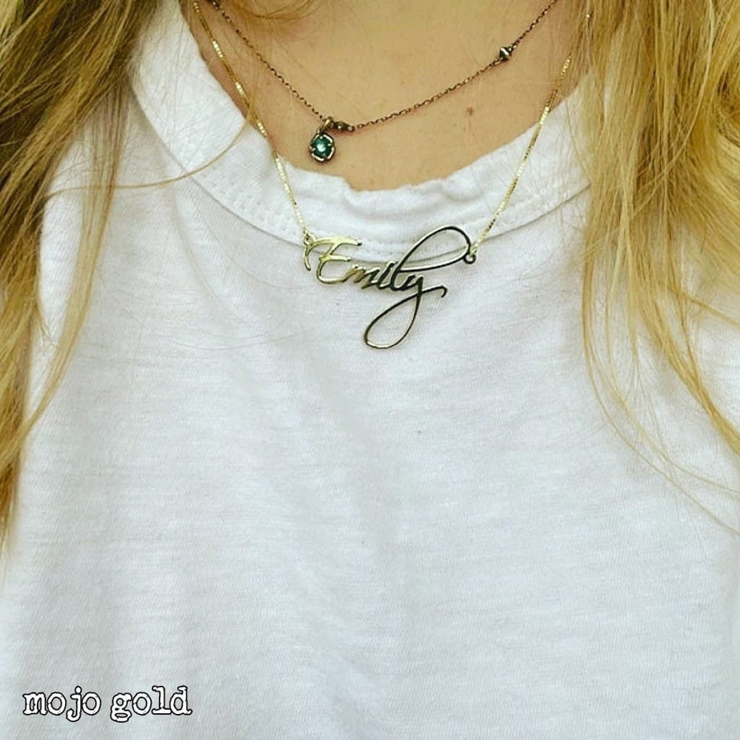 My Name 14K Gold Script Emily Name Necklace, White or Yellow Gold ...
