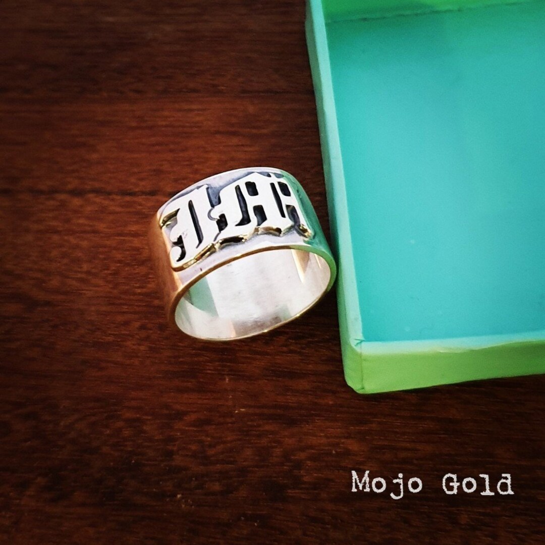 Men's Sterling Silver Vintage Style Monogrammed Ring - Etsy