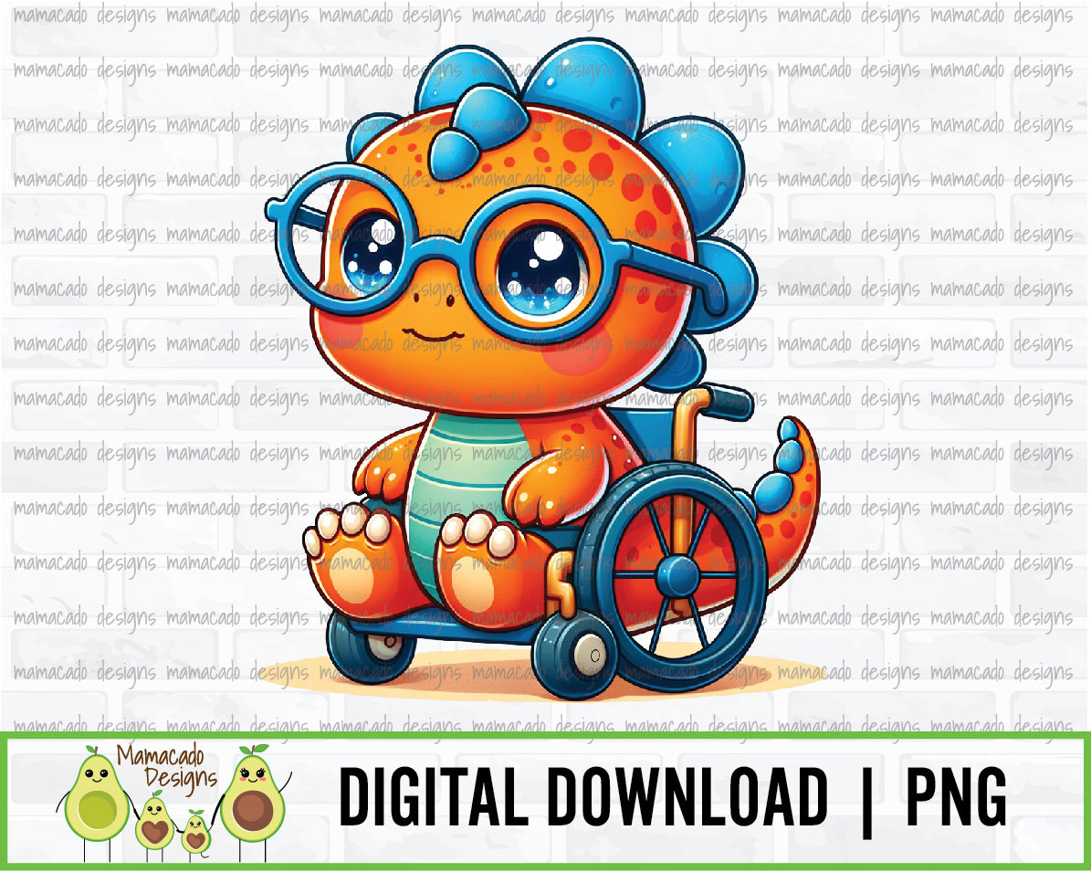 Dinosaur With Glasses and Wheelchair, Cute Dinosaur, Dinosaur ...
