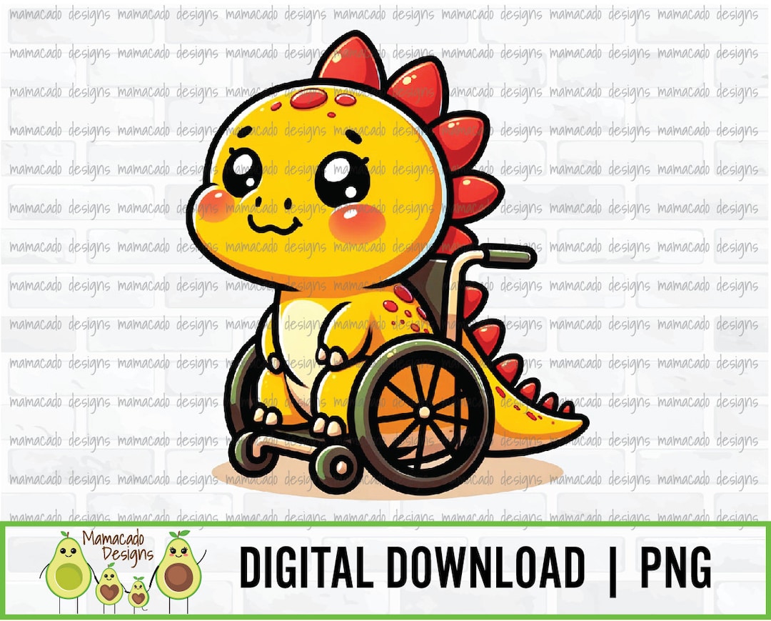 Dinosaur With Wheelchair, Cute Dinosaur, Dinosaur Waterslide | DIGITAL ...