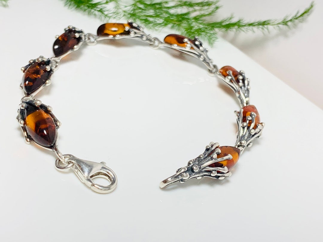 Baltic Amber Bracelet,amber Stone,bernstein,silver Bracelet,unique ...