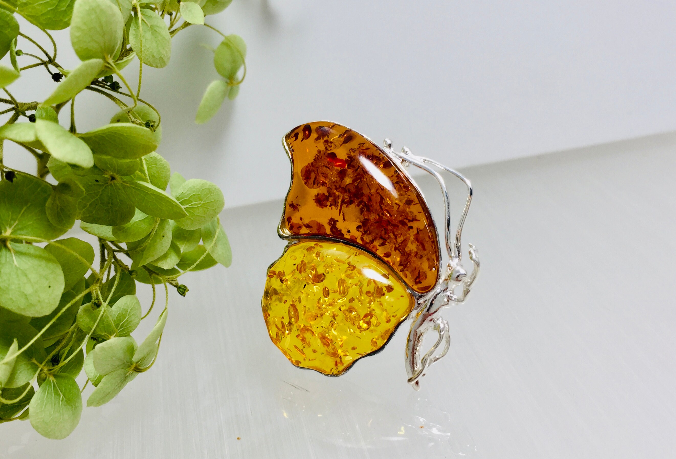 Elegant Amber Brooch butterfly Amber Brooch amber and Silver - Etsy Canada