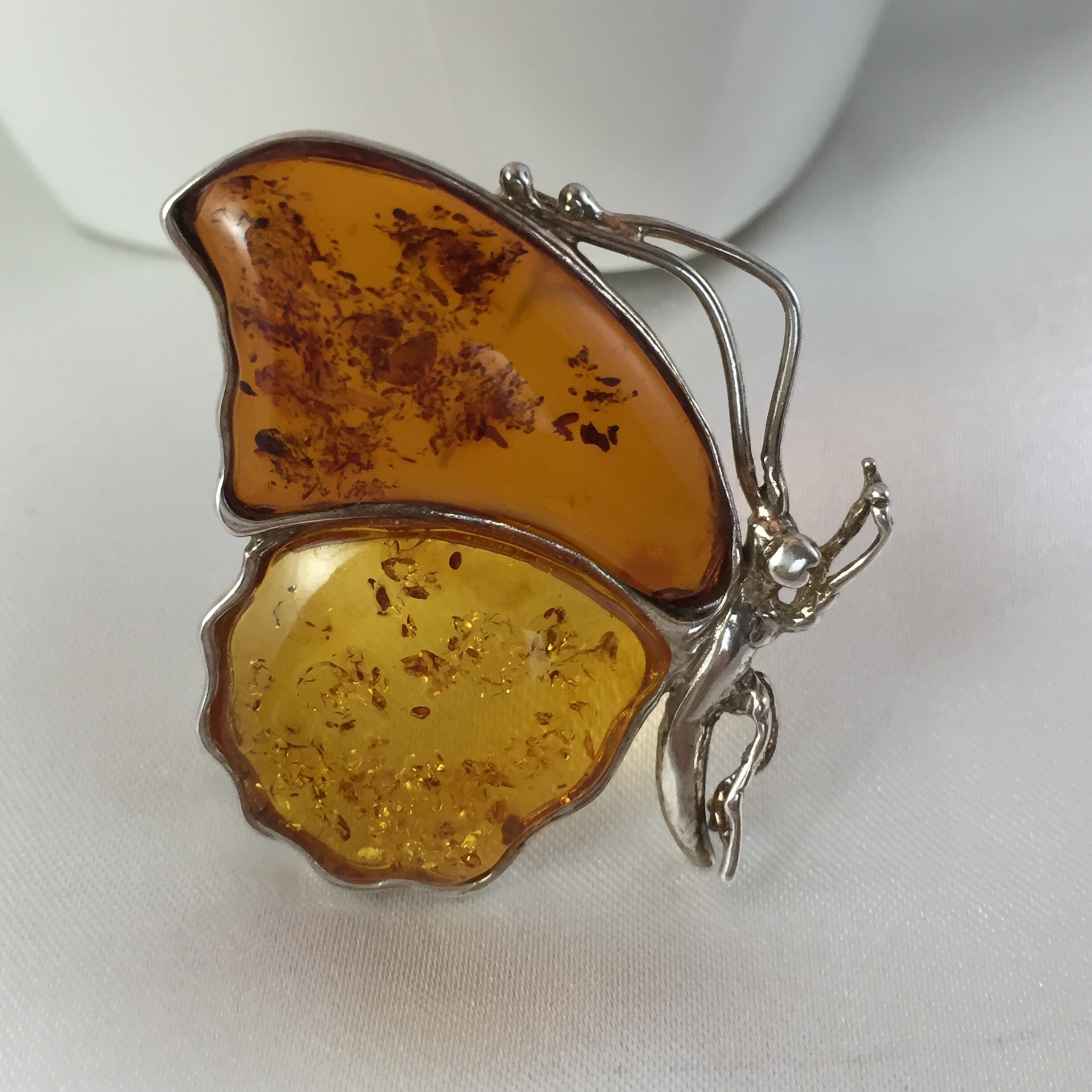 Elegant Amber Brooch Butterfly Amber Brooch Amber and Silver | Etsy