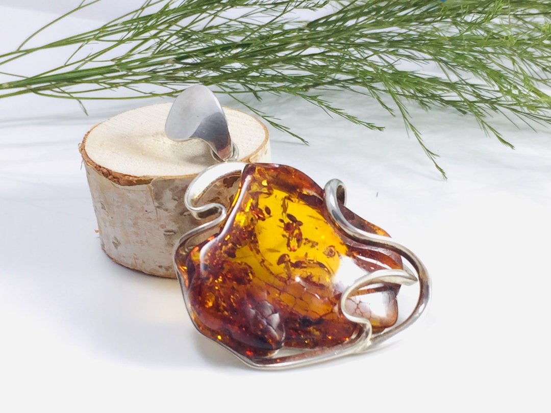 Large Amber Pendant,bernstein,raw Amber Necklace,women Amber Pendant ...