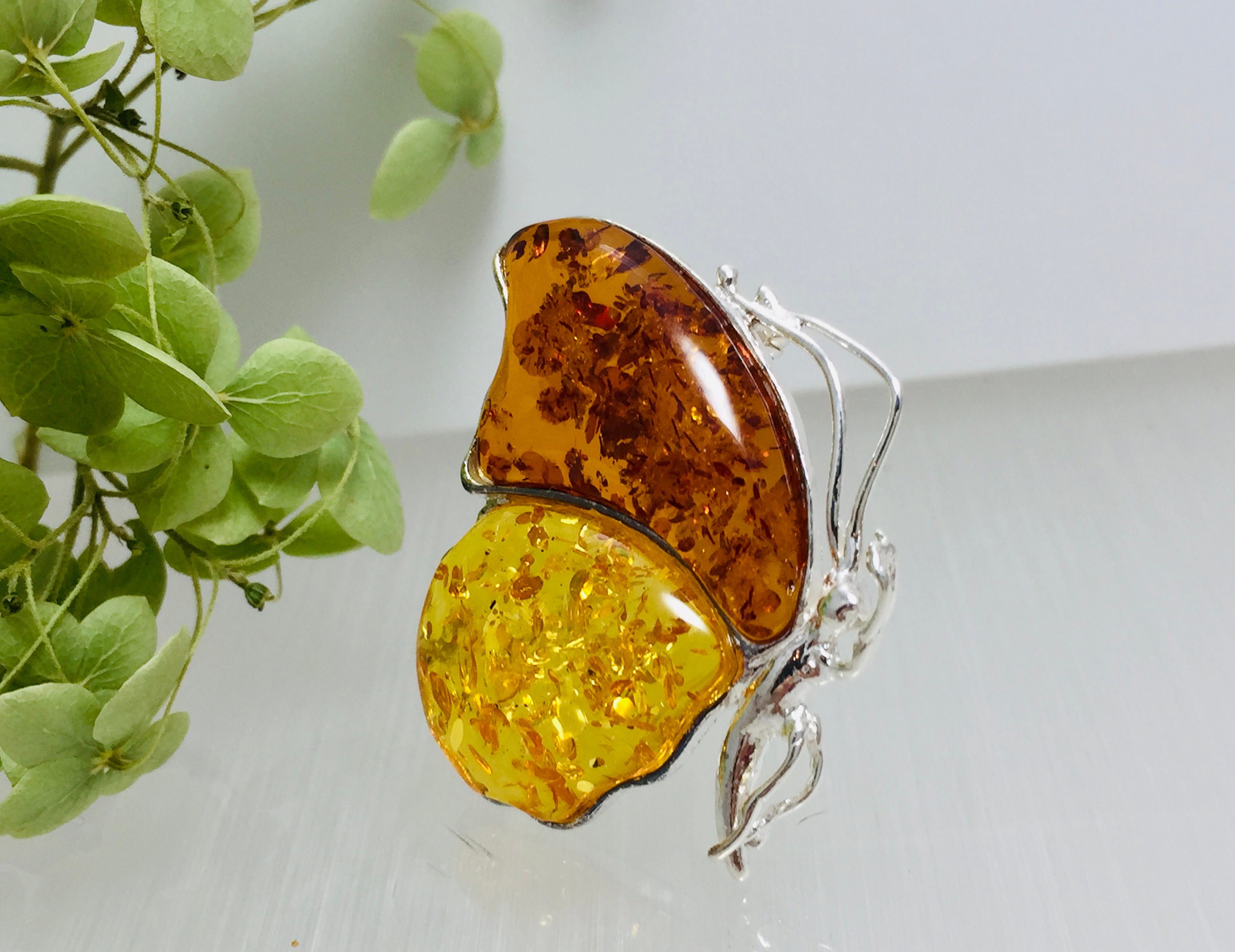 Elegant Amber Brooch butterfly Amber Brooch amber and Silver - Etsy Canada