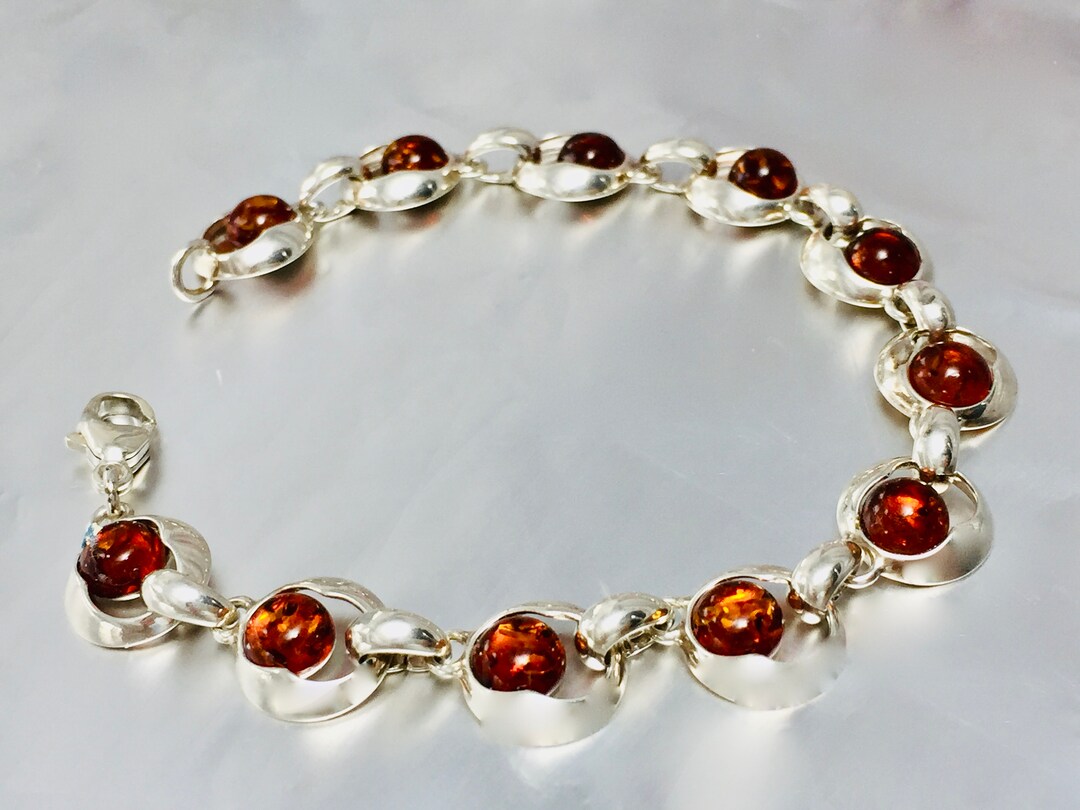 Delicate Bracelet Made of Sterling Silver and Natural Baltic Amber ...
