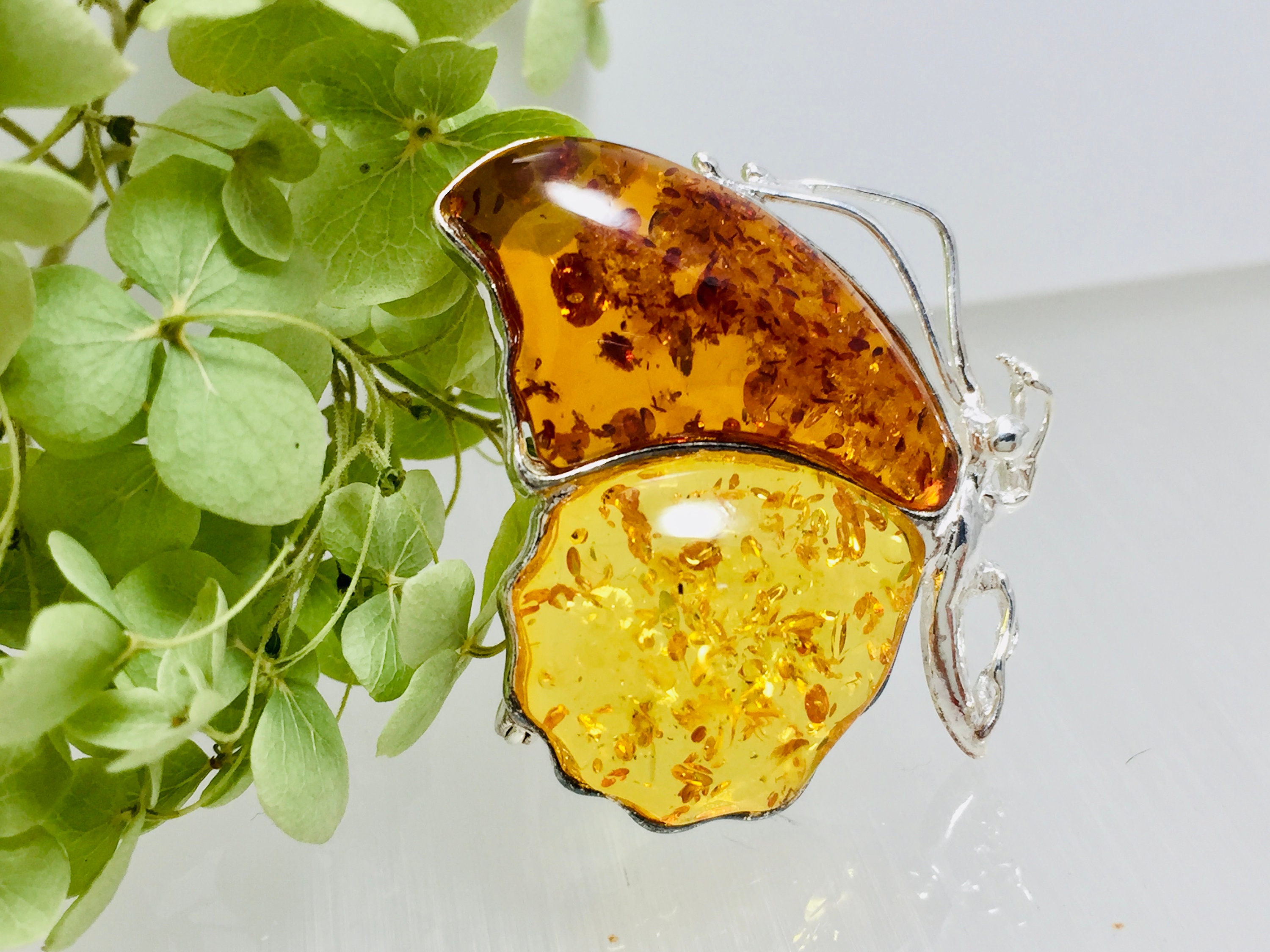Elegant Amber Brooch ,butterfly Amber Brooch ,amber and Silver Jewelry ...