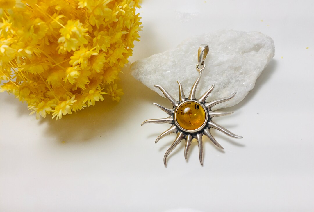 Big Silver Sun Pendant,women Jewelry,bernstein,natural Gemstone Jewelry ...