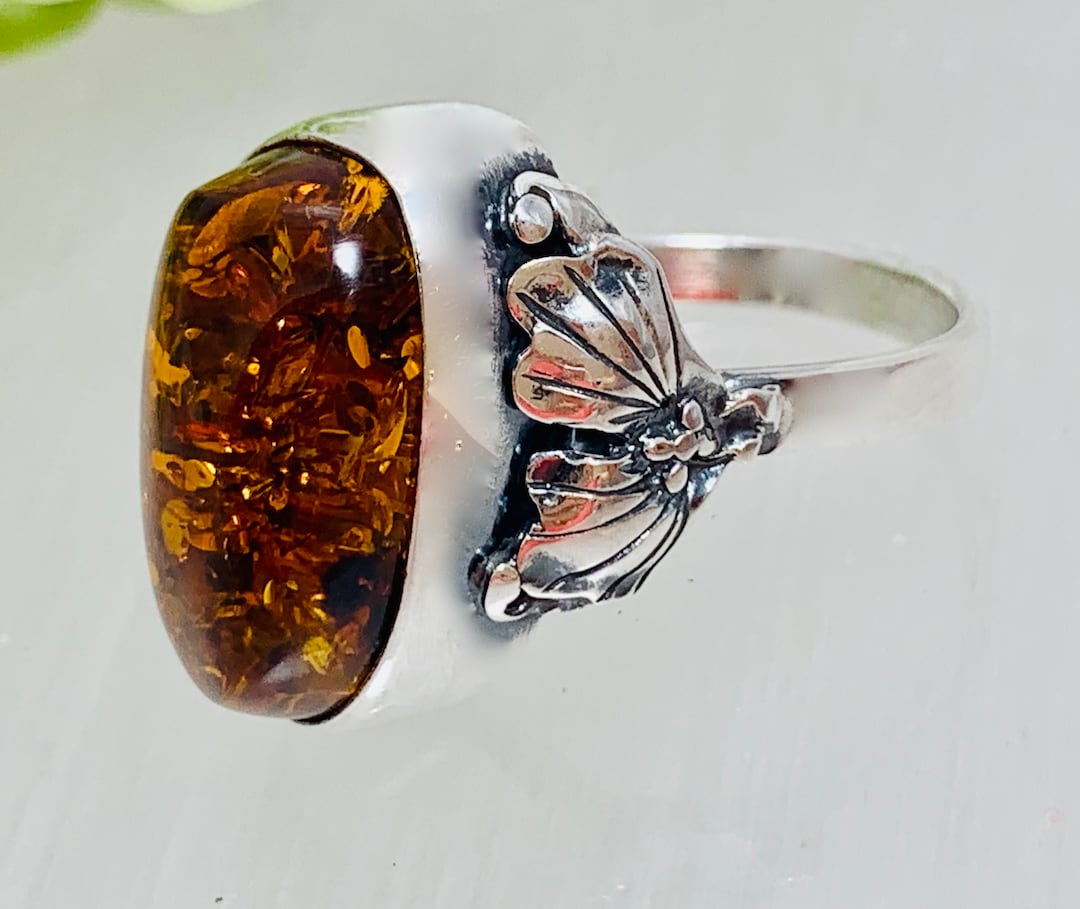 Baltic Amber Ring,bernstein,unique Amber Jewelry,silver Ring,amber ...
