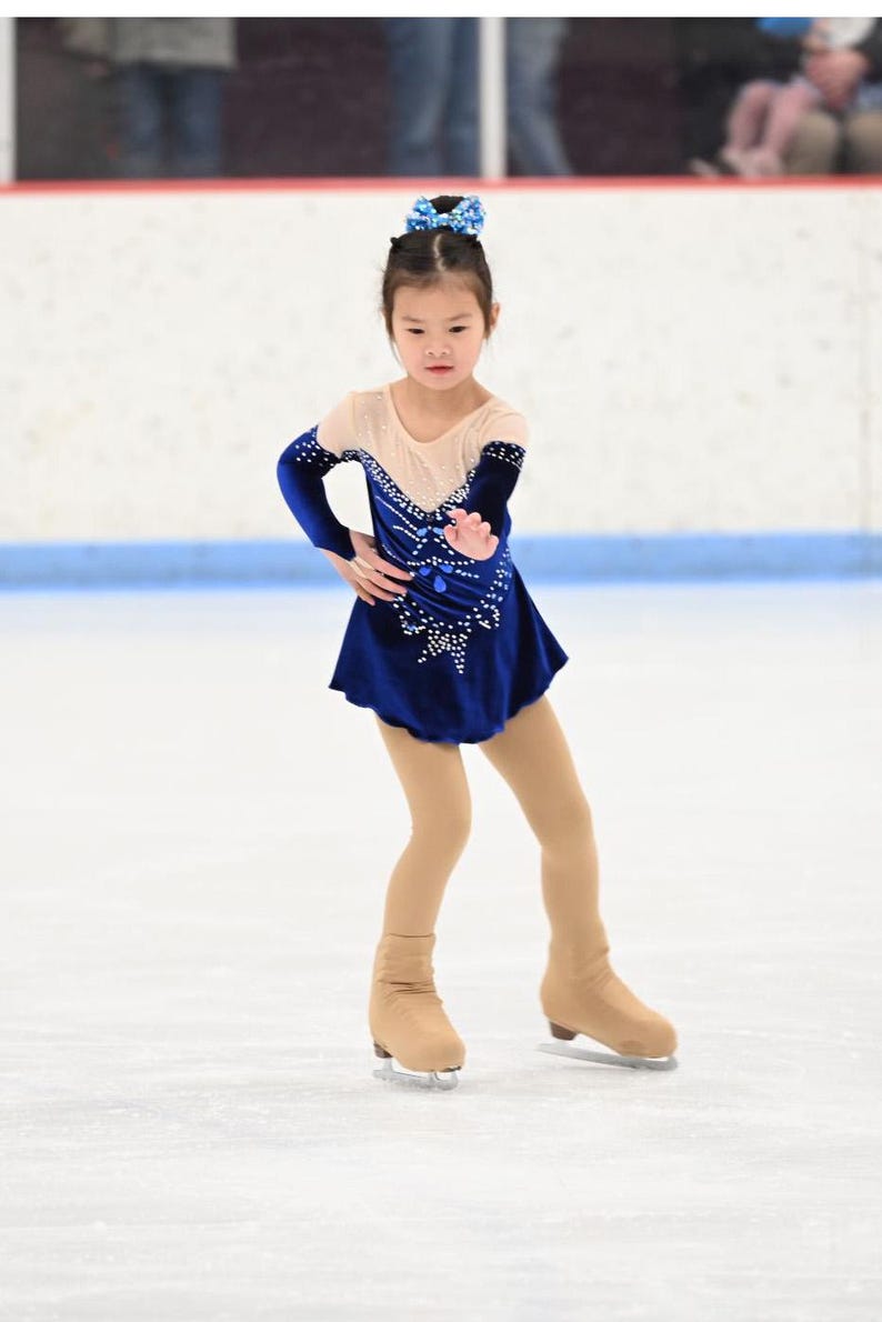 Velvet Royal Blue Figure Skating Dress | Rhinestone Girls Competition ...