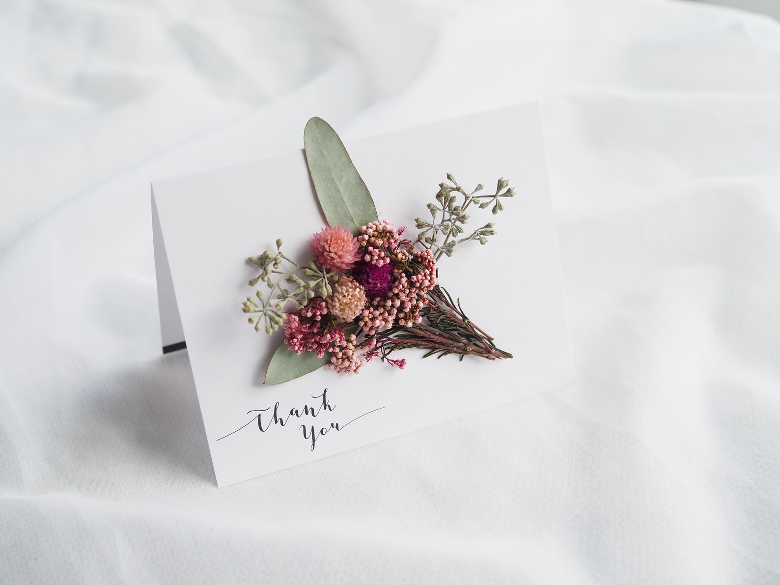 Flower Thank You Card Real Flower Preserved Flower Thank - Etsy