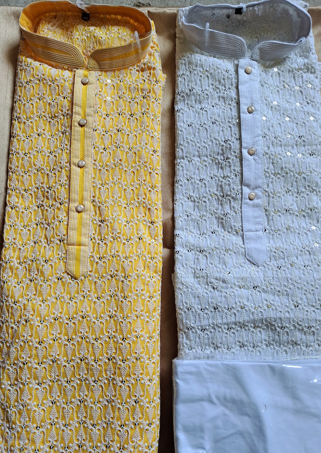 Men's Chikankari Kurta Pajama Set for Religious and Wedding Parties ...