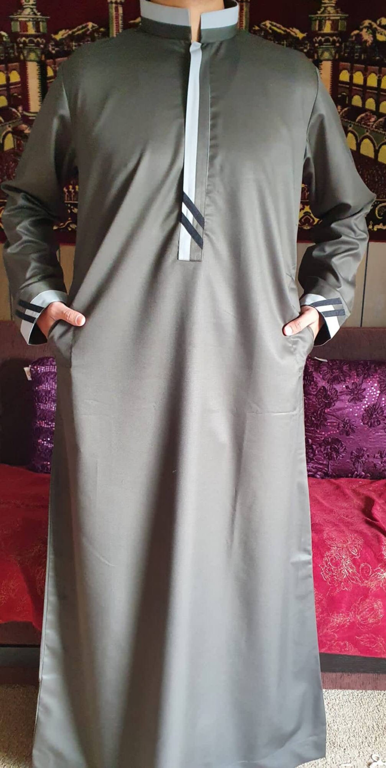 Size 58M, Thobes for Men, Ielegant Designer Thobe, Arabic Jhubba for ...
