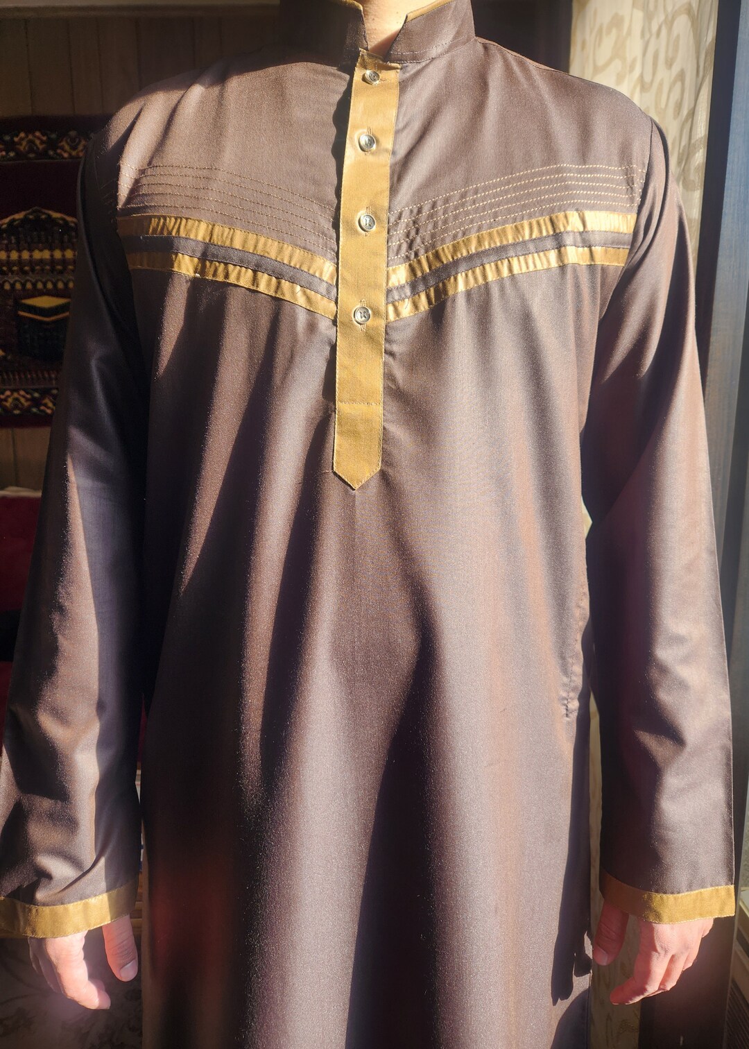 Men Designer Thobes for Prayer, Arabic Long Qatar Robes for Men Kids ...