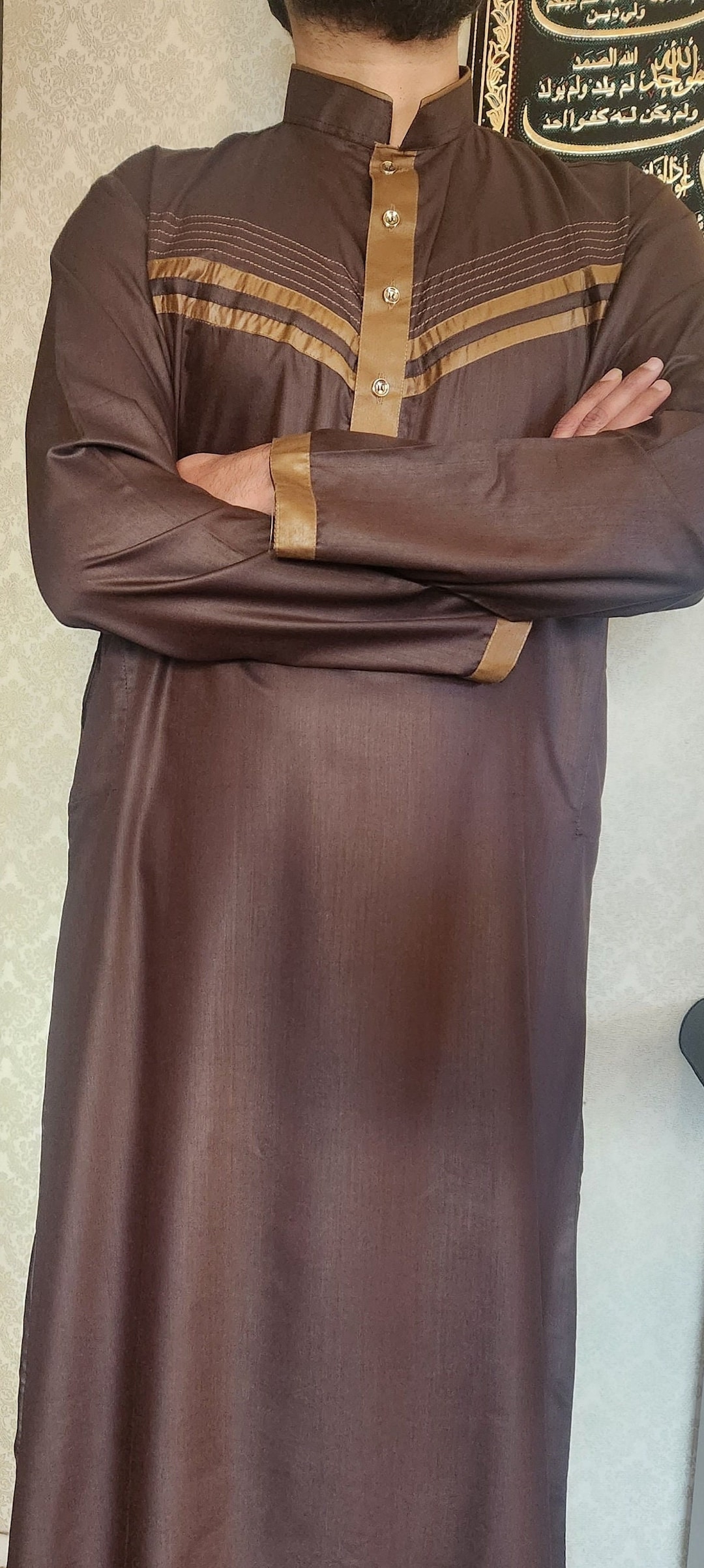 Men Designer Thobes for Prayer, Arabic Long Qatar Robes for Men Kids ...