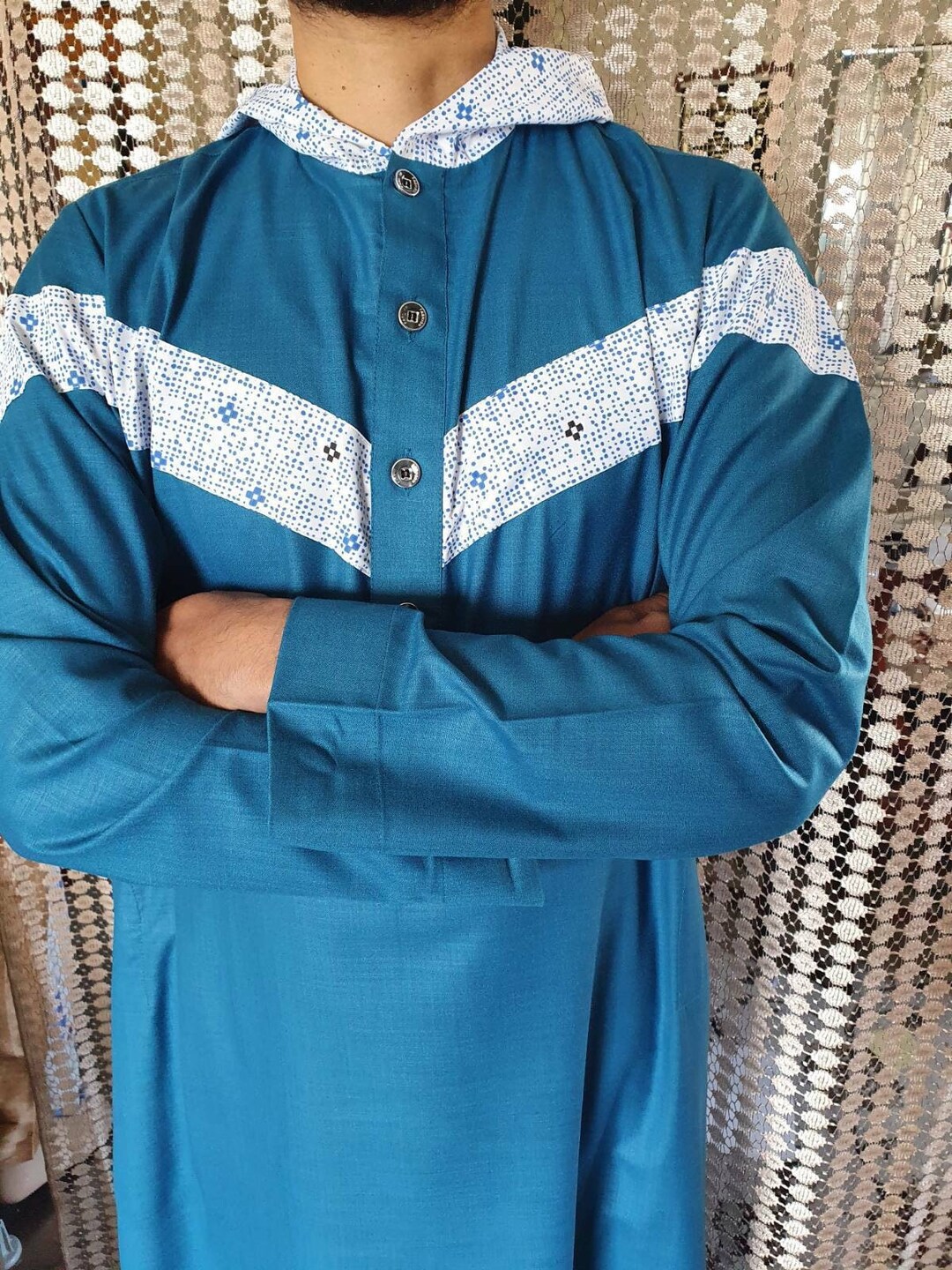 Ielegant Designer Thobes for Men , Hoodie Men Thobes, Islamic Muslim ...