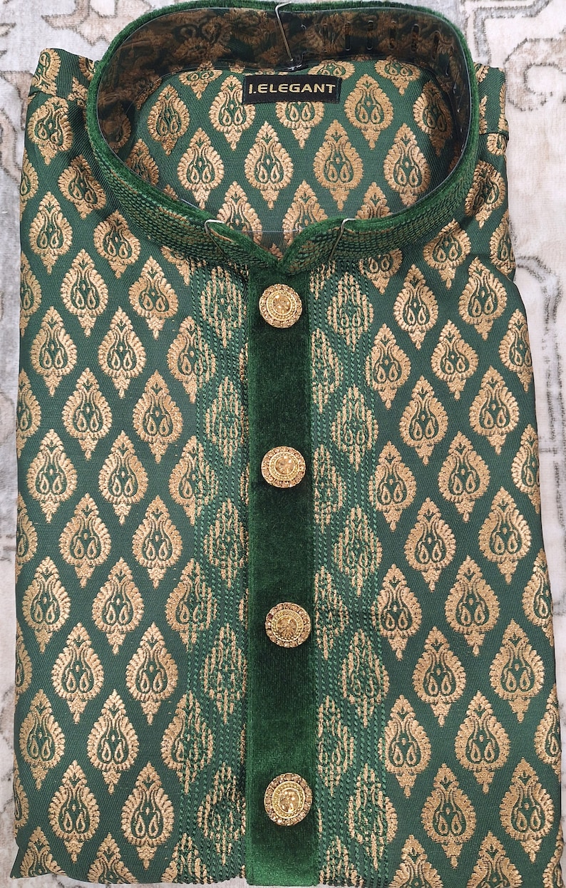 Kurta Pajama for Men, Brocade Jaquard Silk Kurta Churidar, Indian ...